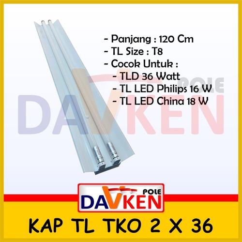 Jual Kap TKO Lampu TL 2 x 36W / 16W / 18W / Panjang 120 Cm - Kap Saja ...