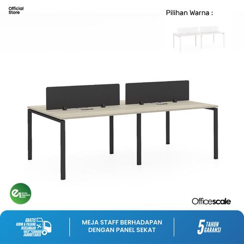 Promo Meja Kerja Kantor Penyambung Berhadapan 4 Orang + Panel Sekat ...