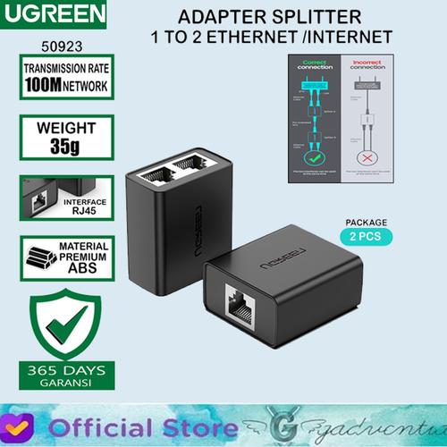 Jual UGREEN Adapter Connector LAN RJ45 Splitter 1 To 2 Ethernet Network ...