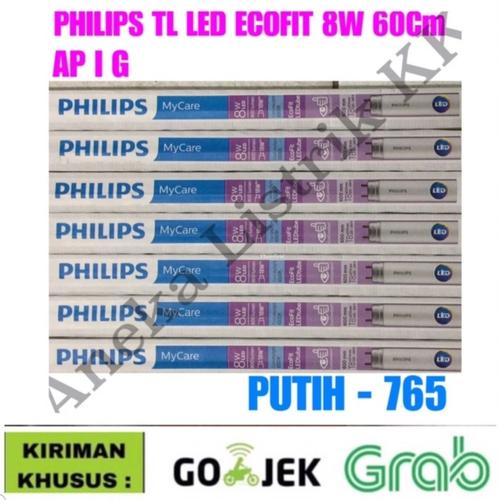 Jual PHILIPS LED TL ECOFIT 8W 600MM 765 T8 TUBE LED 8 W WATT 60CM PUTIH ...