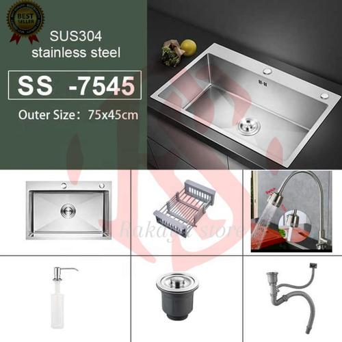 Promo kitchen sink 7545 thsink stainless lengkap kran/wastafel cuci ...