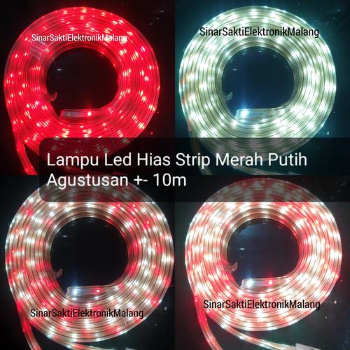 Jual Lampu Led Strip Selang Merah Putih Hias Warna Warni Outdoor 10m 10 ...