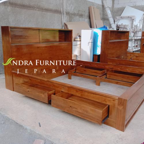 Jual divan,tempat tidur/dipan rak ranjang jati minimalis 4 laci rak ...