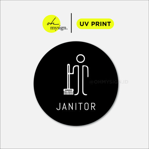 Jual Tulisan Janitor Sign Board Akrilik Tempel Signage Dinding - Hitam ...