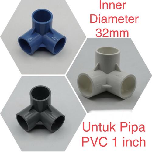 Jual Fitting 3 Way Arah T Tee Elbow Sudut ID 32mm for Pipa 1 inch Pipe ...