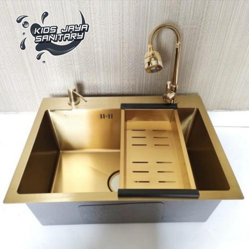 Jual Kitchen sink 6045 gold paket lengkap/ bak cuci piring warna emas ...
