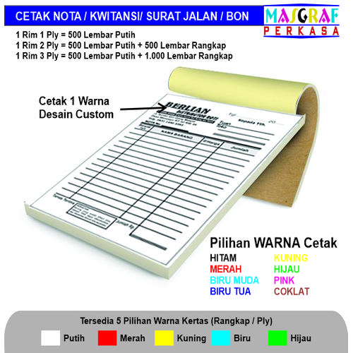 Jual Cetak Nota / Kwitansi / Bon Nota / Surat Jalan 1 Rim 2 Ply ...