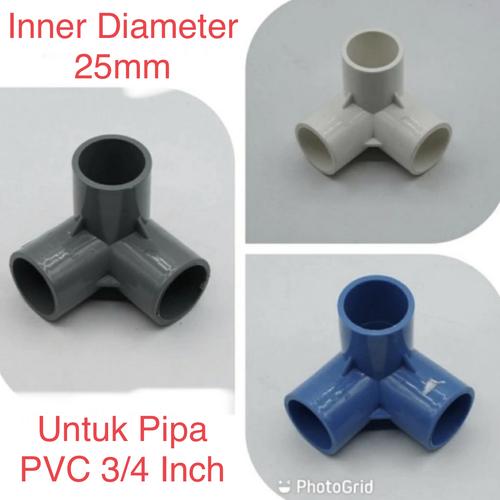 Jual Fitting 3 Way Arah Tee Elbow Sudut ID 25mm for Pipa PVC 3/4 inch ...