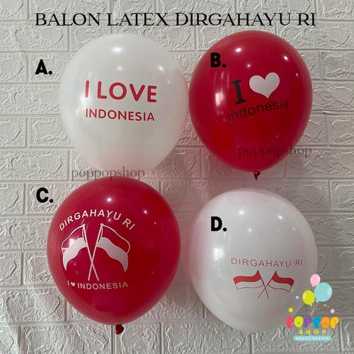 Jual Balon latex motif HUT RI/ balon merah putih/ Balon karet 17 ...