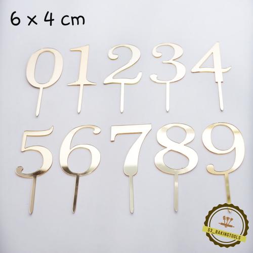 Jual Cake topper hiasan kue angka acrylic gold harga satuan - 6 - Kota ...