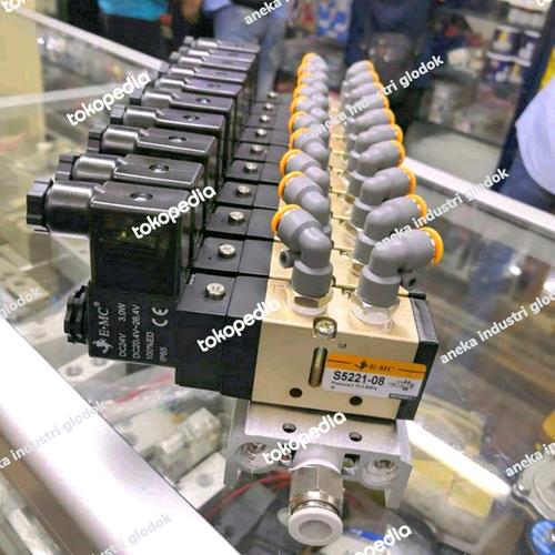 Jual solenoid valve pneumatic S5221-08 EMC 10 baris plus manifold - Jakarta Barat - aneka ...