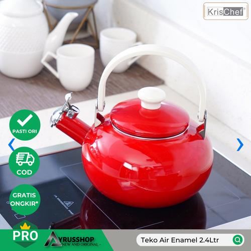 Jual Teko Air Enamel Klasik 2.4L Merah/Bunyi Saat Mendidih/Whistling ...