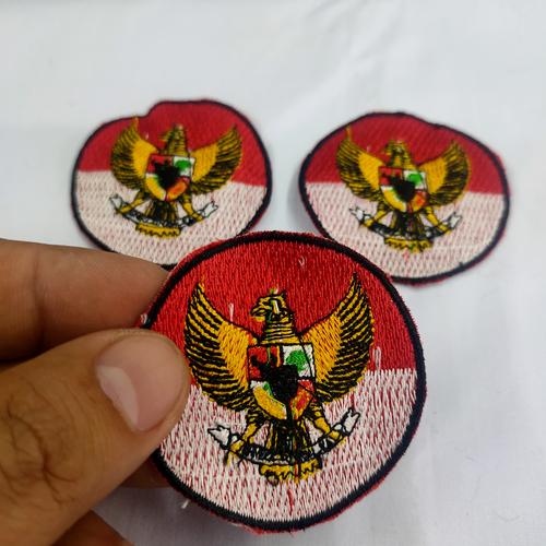 Jual Emblem Logo Bordir Bulat Garuda Pancasila | Badge Garuda Merah ...
