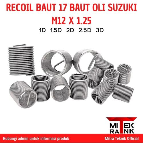 Jual Helicoil recoil M12 x 1.25 alat perbaikan reparasi baut 17 - 1D ...