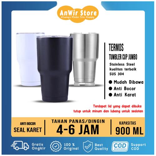Jual TERMOS THERMOS TUMBLER TUMBLR KOPI AIR PANAS CUP JUMBO BESAR 900 ...