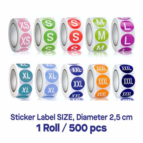 Jual Label Sticker Size Baju Stiker Ukuran Bundar 2,5 cm (1 roll/500 ...