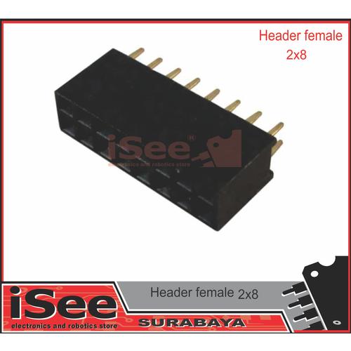 Jual Header Female 2X8 Pin p 16P 2.54mm Double Row Straight Pin 2x8p 2 ...