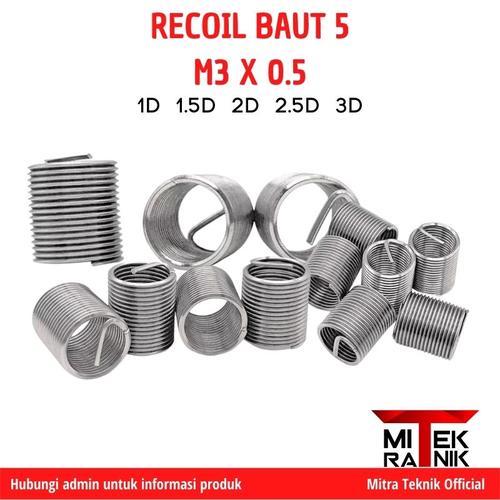 Jual Helicoil recoil M3 x 0.5 alat perbaikan reparasi baut 5 - 3D - Kab ...