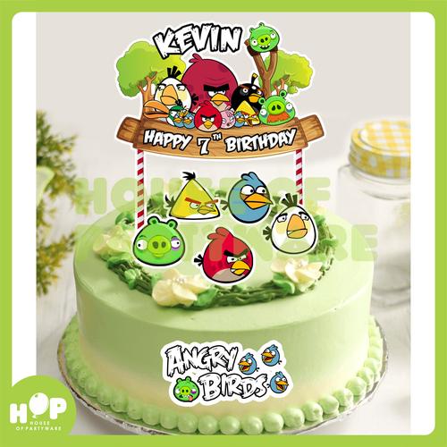 Jual Cake Topper ANGRY BIRDS + CUSTOM Nama / Hiasan Kue Ulang Tahun ...