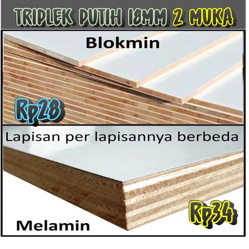Jual Triplek Blokmin 18mm 2 Muka Custom Harga/cm Triplek Putih 18 mm ...