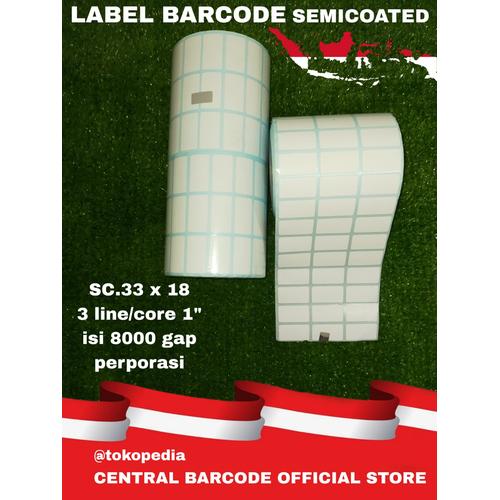 Jual LABEL BARCODE SEMICODE SC.33x18 3LINE CORE1 ISI 8000 GAP PERPORASI - Jakarta Pusat ...