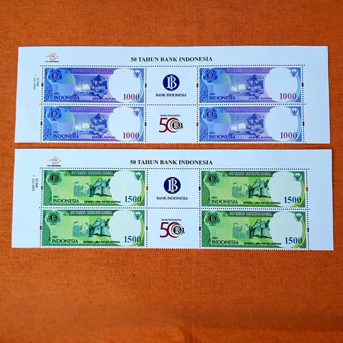Jual Prangko INDONESIA. 50 TAHUN BANK INDONESIA. Blok 4 dengan gutter ...