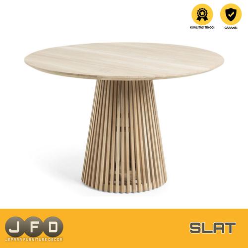 Jual Meja Makan Bundar Minimalis Jati Slat Dining Table Aesthetic - Kab ...