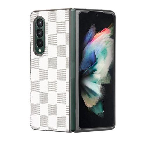 Promo Case Samsung Galaxy Z Fold 4 Case Leather Grid Pattern Front and ...