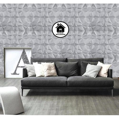 Jual RW Wallpaper Foam 3D Batik Wall Panel abu Diamond Triangle Stiker ...