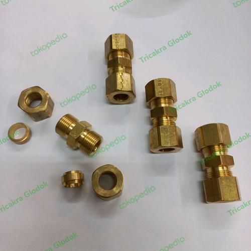 Jual union kuningan 10mm/union connector brass 10mm/sambungan pipa ...