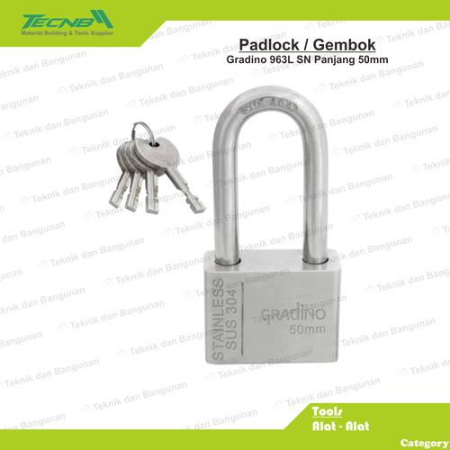 Jual Gembok Stainless Steel Gradino 963L Leher Panjang 40, 50, 60mm ...