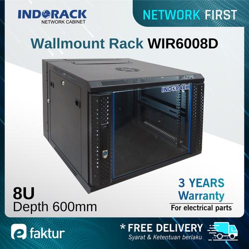 Jual WIR6008D Indorack Wallmount Rack 8U Depth 600mm Double Glass Door ...