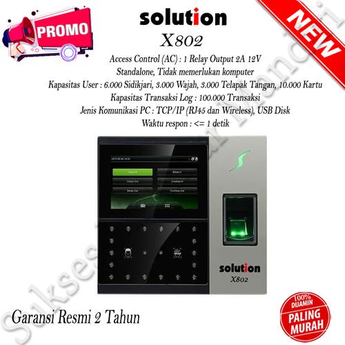 Jual Solution X802 Wireless - Mesin Absensi Sidik Jari Wajah RFID Palm ...