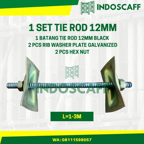 Jual 1 Set Tie Rod Bekisting 12mm (1 btg Asdrat, 2 Rib Washer, 2 Hex ...