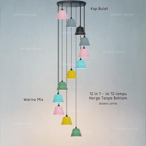 Jual Lampu gantung void warna warni 1set 12in1 12lampu biru abu pink ...