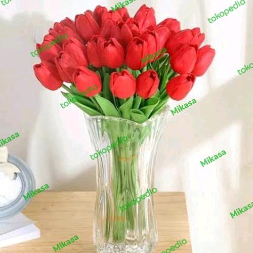 Jual vas bunga tulip merah cantik asli / rangkaian vas bunga meja ...