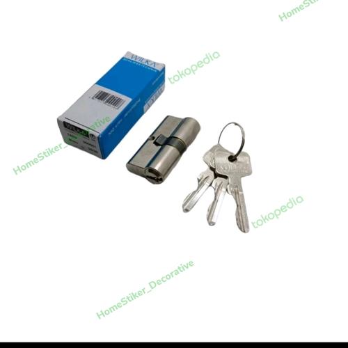 Jual CYLINDER/SILINDER KUNCI PINTU WILKA 1400-60MM- NICKEL PLATED ...