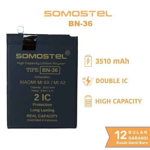 Jual Somostel - BN36 Xiaomi MI 6X / MI A2 Batre Batrai Baterai ...