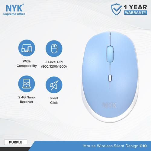 Jual Mouse Wireless NYK C10 Purple - NYK C 10 - Silent Click - Kota ...