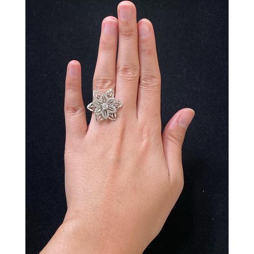 Jual Vintage 925 Silver Flower Rhinestone Ring - Jakarta Selatan ...