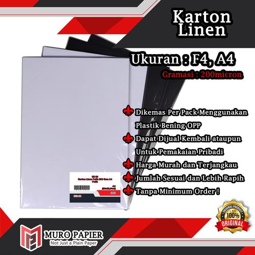 Jual ( PER PAK - ISI 20 ) Karton Linen 200 gsm F4 A4 - Hitam, A4 - ISI ...