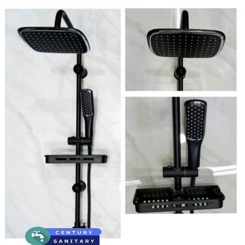 Promo Paket shower column dingin hitam set dan kran cabang hitam - OVAL ...