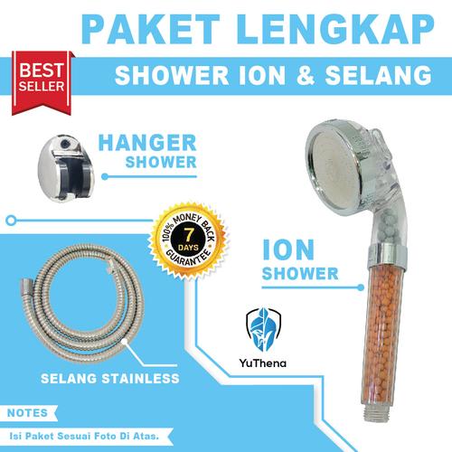 Jual PAKET KOMPLIT super shower ion dan selang shower SIAP PAKAI Bening ...