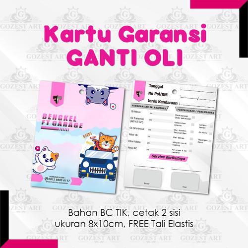 Jual Cetak Kartu Garansi Ganti Oli custom Murah Member Card - Kota Surabaya - GOZEST ART | Tokopedia