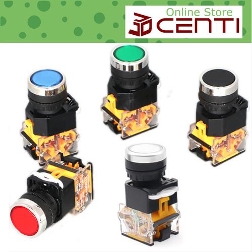 Jual Push Button LA38-11 440V 10A Flat Buttton Switch 22mm Self Lock NO ...
