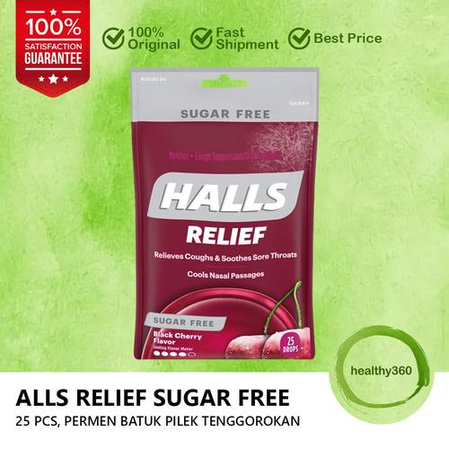 Jual Halls Sugar Free Permen Batuk Pilek Tenggorokan Made in Canada isi ...