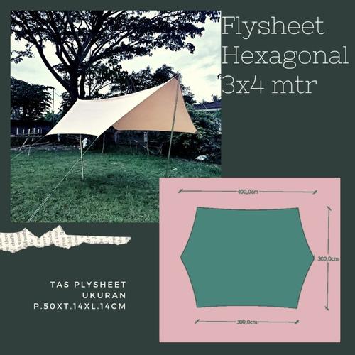Jual Flysheet Hexagonal Fullset ukuran 3x4 meter | Tiang 2,5 meter ...