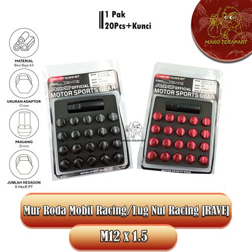 Jual [1 / 20 PCS] Lugnut Racing/Mur Roda Velg Mobil Racing M12 x 1.5 ...