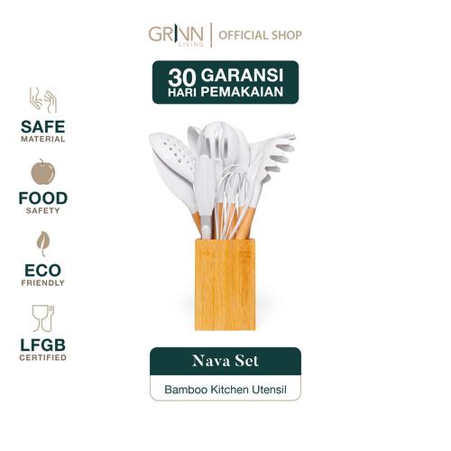 Promo Grinn Living Nava Bamboo Kitchen Utensil Set Spatula Sutil Kayu ...