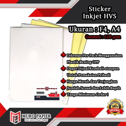 Jual ( PER PAK - ISI 10 ) Kertas Sticker Inkjet HVS 120 gsm F4 A4 - A5 ...